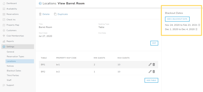 Setting Up Reservation Locations